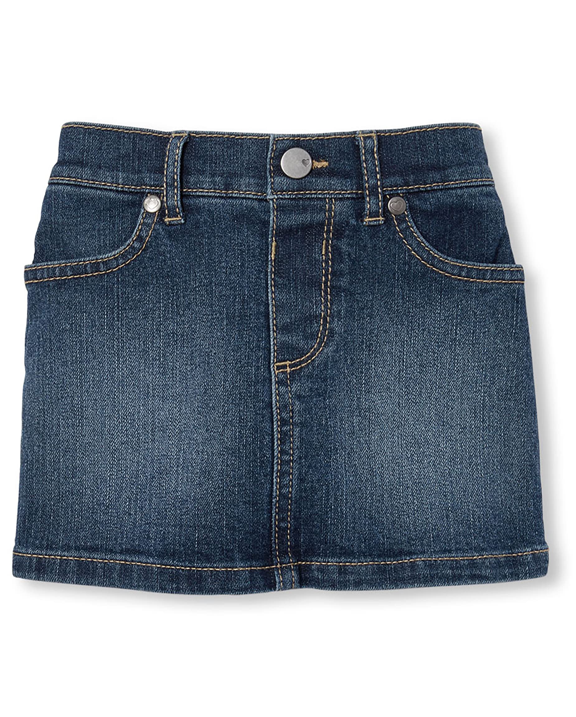 The Children's Place baby girls Toddler Denim Skort Skirt, China Blue, 5T US