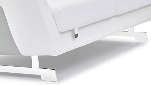 Zuri Furniture Modern Armondo Sofa in Two Tone White Microfiber Leather and Grey Accent