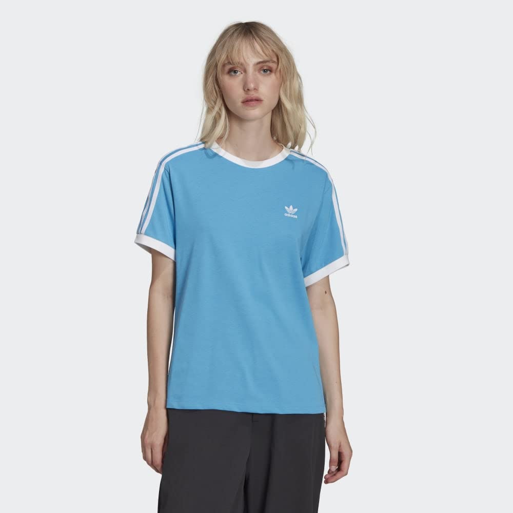 adidas Originals Women's 3-Stripes Tee, Sky Rush, Large