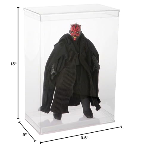DollSafe Deluxe Clear Folding Display Case with Acrylic Top and Base for 11-12 inch Dolls or Action Figures, 9.5" W x 5" D x 13" H, Pack of 5