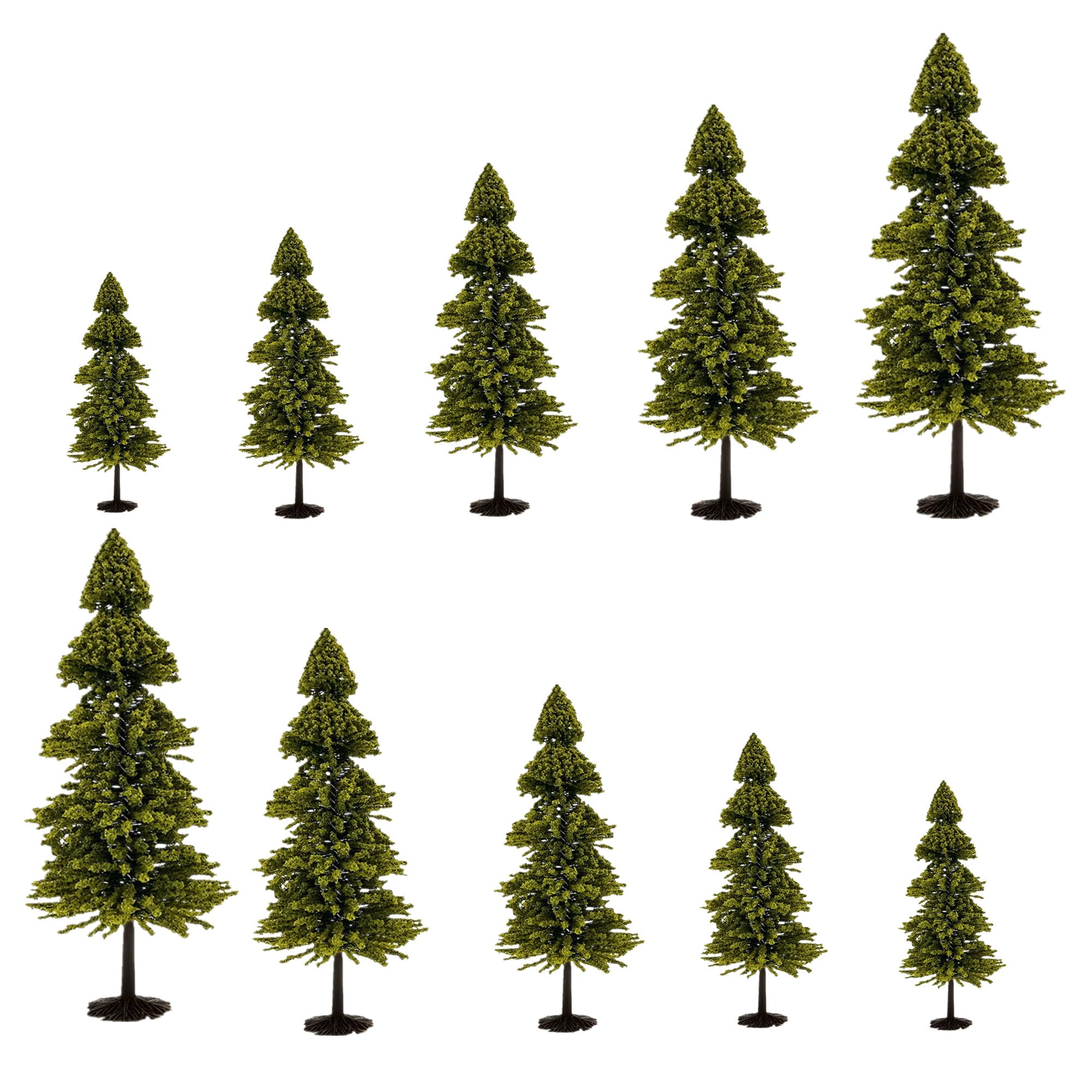 alblinsy 10pcs Green Scenery Landscape Model Cedar Trees Train Scenery Landscape Pine Miniature Diorama Trees Mixed Model for Road Architecture Building DIY Decoration