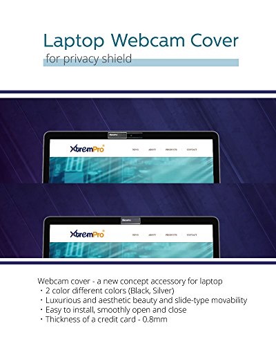 XtremPro Webcam Cover Privacy Shield for Computer, Mac, MacBook Pro, iMac, Laptop, Surfcase Pro, Phone, 0.03 in Ultra Thin Camera Blocker Privacy Shield - Black/Silver (Black)