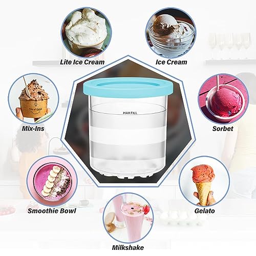 Containers Replacement for Ninja Creami Pints and Lids - 4 Pack,16oz Cup Compatible with NC301 NC300 NC299AMZ Series Ice Cream Maker, BPA Free Dishwasher Safe Leak Proof.