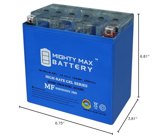 Mighty Max Battery YB16CL-B -12 Volt 19 AH, GEL Type, 250 CCA, Rechargeable Maintenance Free SLA AGM Motorcycle Battery