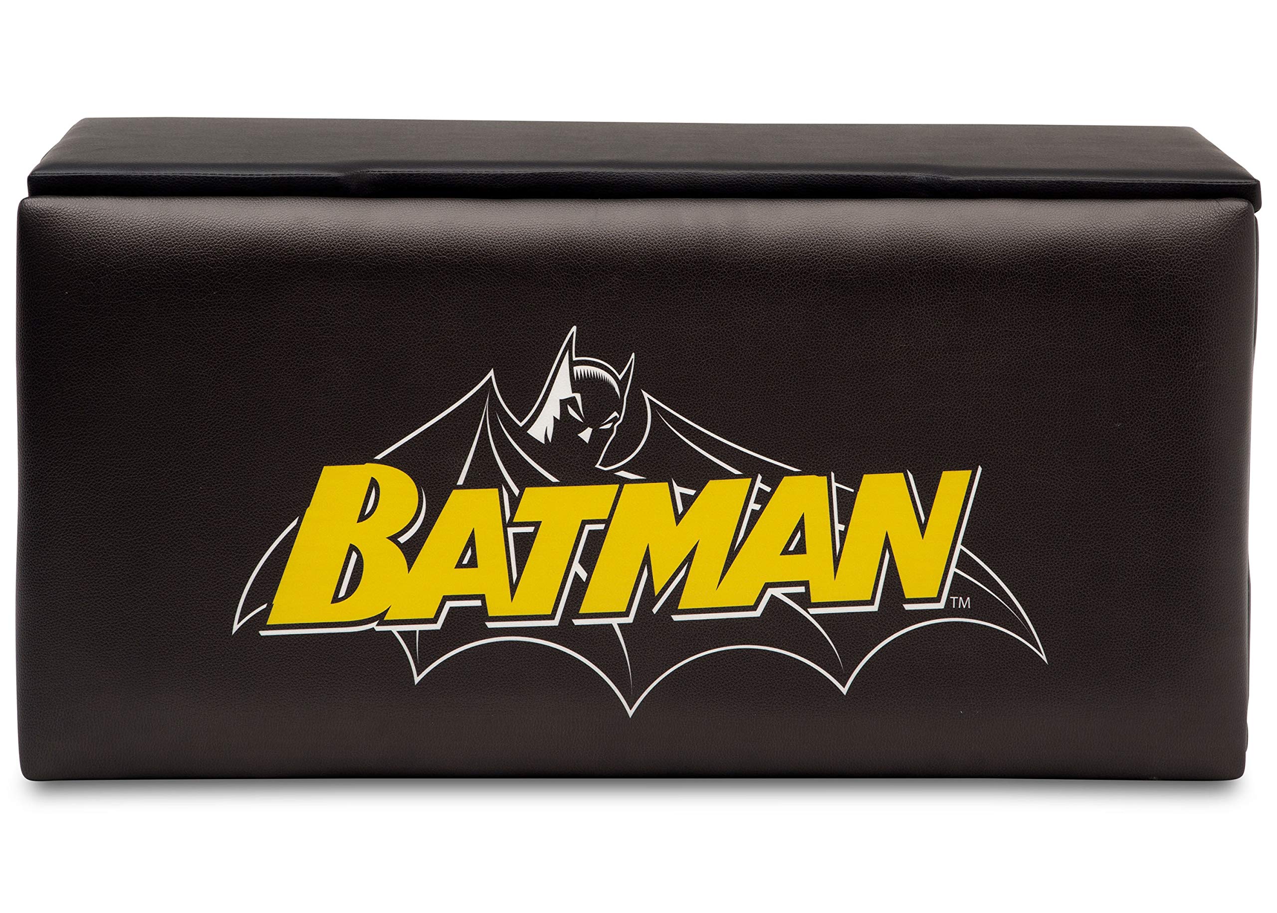 Delta Children DC Comics Batman Upholstered Storage Bench for Kids | Perfect for Bedrooms/Playrooms/Living Rooms | Features Fun Graphics of Batman