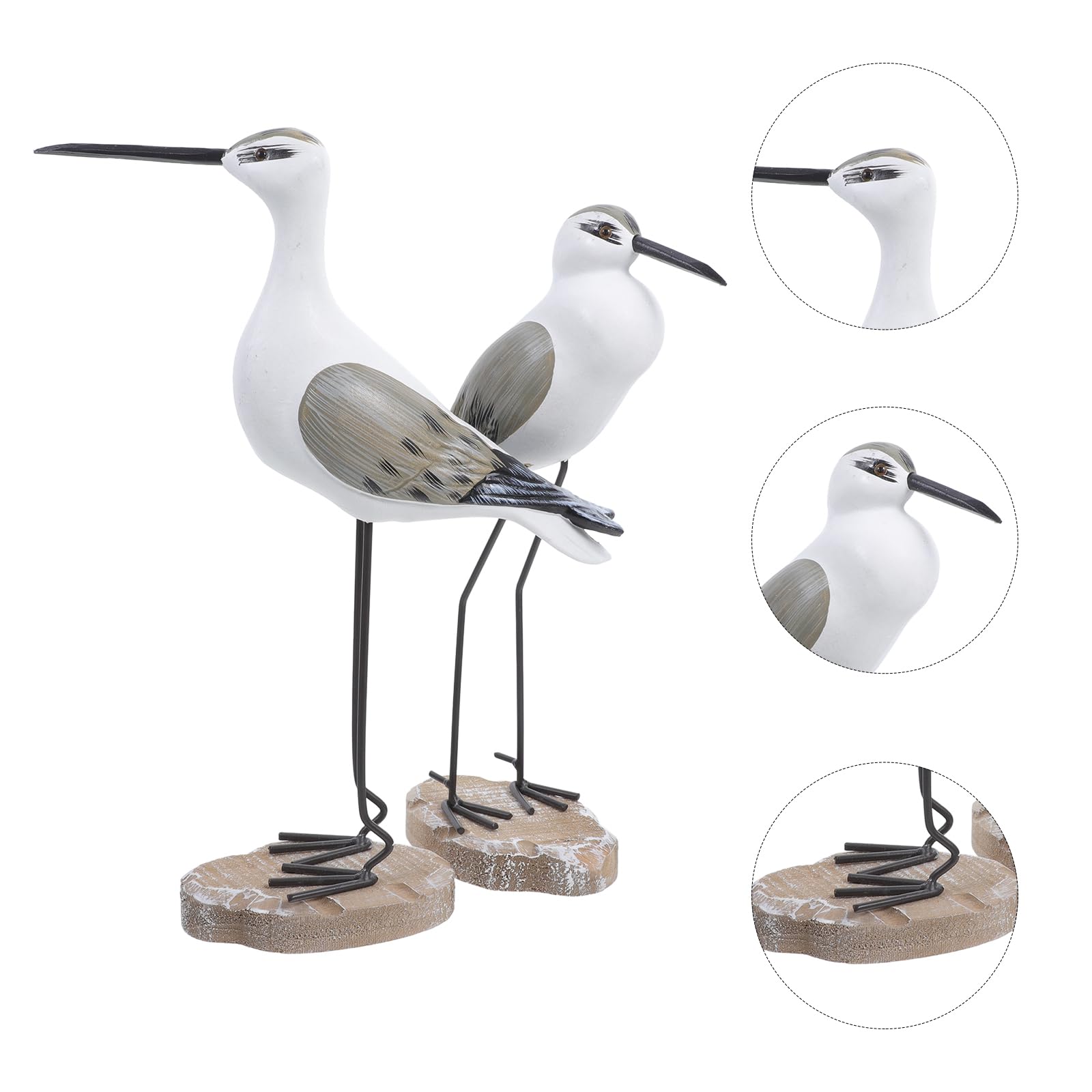 EXCEART 2pcs Seagull Statues Garden Bird Sculpture Wooden Seabirds Figurine Nautical Sculpture Desktop Coastal Decorartion Home Table Centerpiece