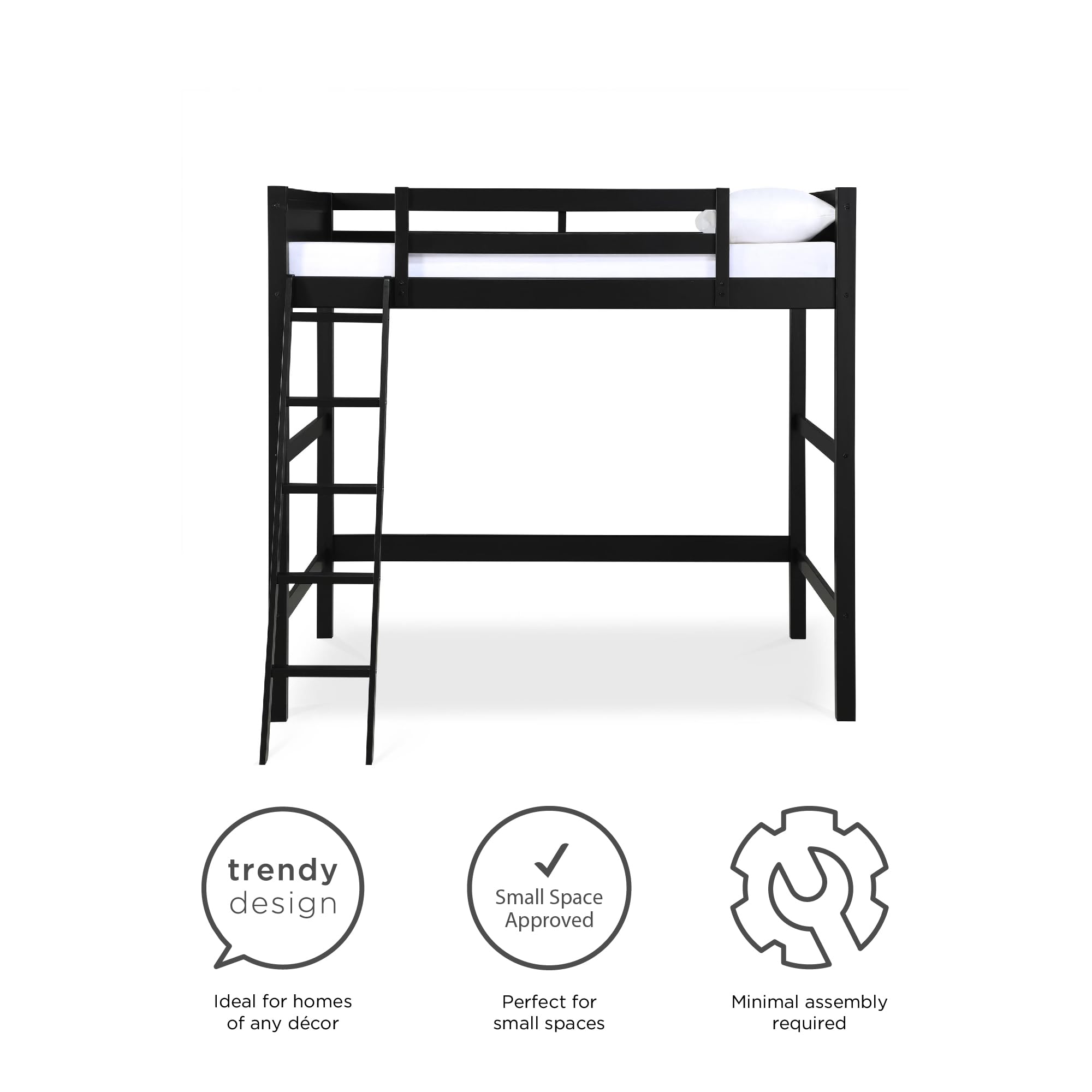 DHP Denver Full Size Loft, White bed