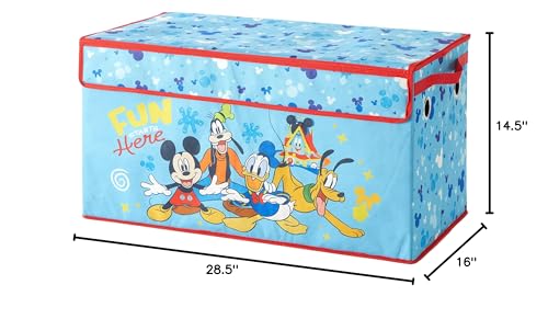Idea Nuova Disney Mickey Mouse Collapsible Children’s Toy Storage Trunk, Durable with Soft Lid, 28.5"x 14.5"x16"