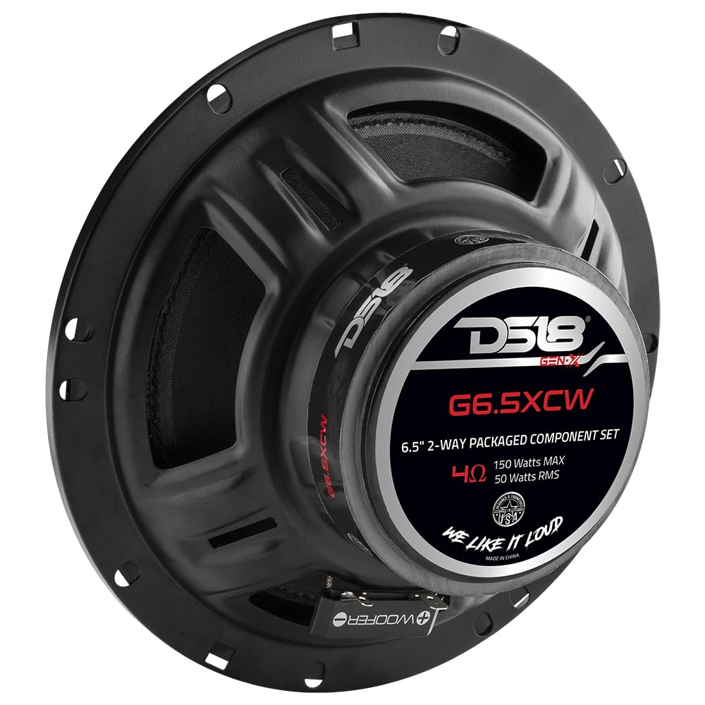 DS18 GEN-X6.5C Component Set - 6.5", 2-Way, 150W Max, 50W RMS, Black Paper Cone, Tetorn Dome Tweeters, 4 Ohms - Clarity Unparalled by Other Speakers in Their Class (2 Speakers)