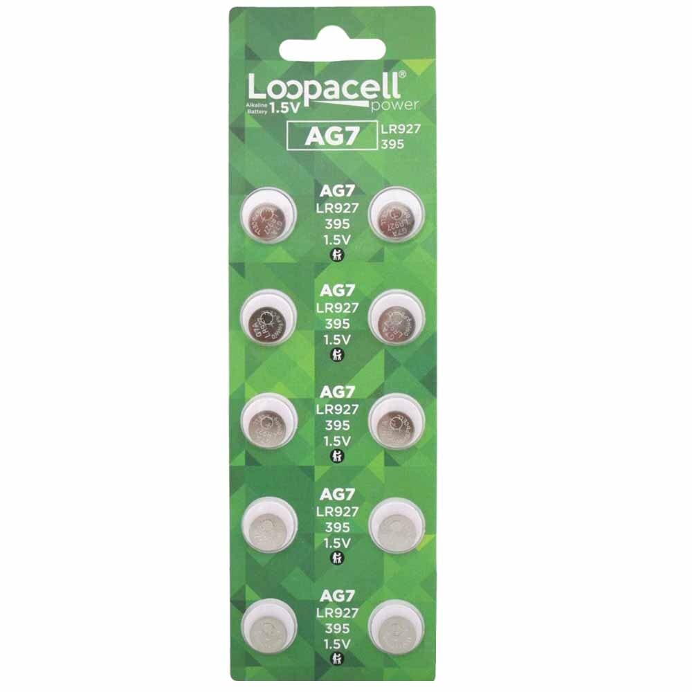 LOOPACELL 10 x AG7 LR927 395 SR57 1.5 Volt Alkaline Cell Watch Batteries