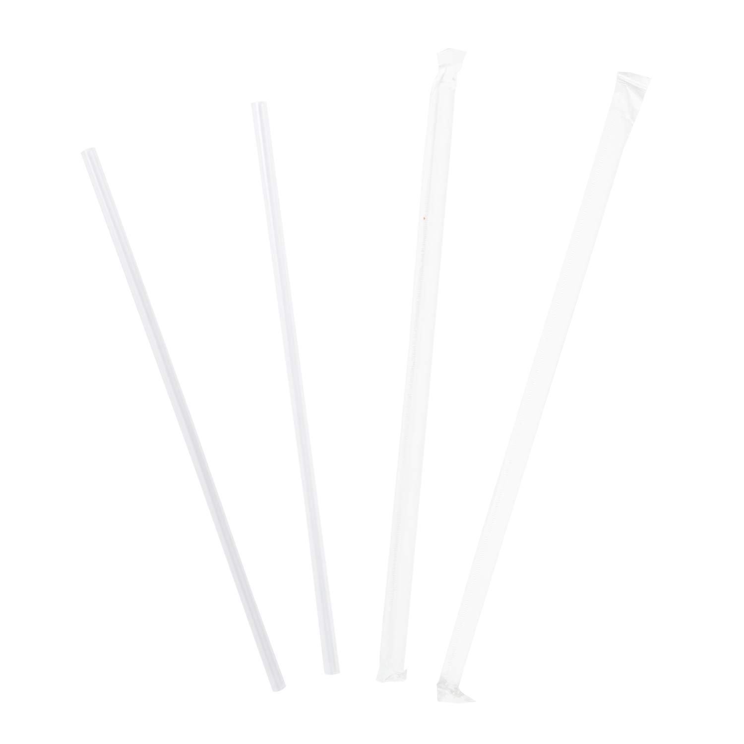 AmerCare 9 Inch Jumbo Clear Paper Wrapped Straws, Case of 12,000