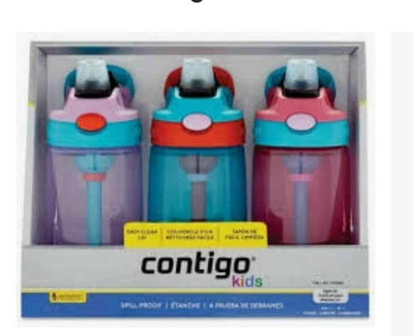 Contigo Kids Water Bottle, 14 oz with Autospout Technology – Spill Proof, Easy-Clean Lid Design – Ages 3 Plus, Top Rack Dishwasher Safe, 3-Pack, Purple/Blue/Pink