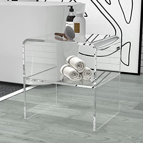 ONELUX 1626 Acrylic Bedside nightstand with Additional Shelf,Lucite Occasional Sofa Tables