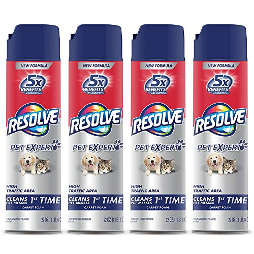 Resolve Pet High Traffic Carpet Foam, Cleans Freshens Softens & Removes Stains, 22 Fl Oz (Pack of 4)