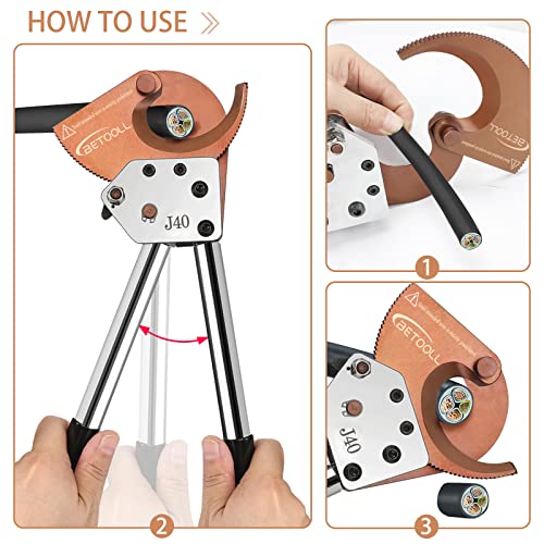 BETOOLL Heavy Duty Aluminum Copper Ratchet Cable Cutters up to 300mm² Wire Cutters 600mcm