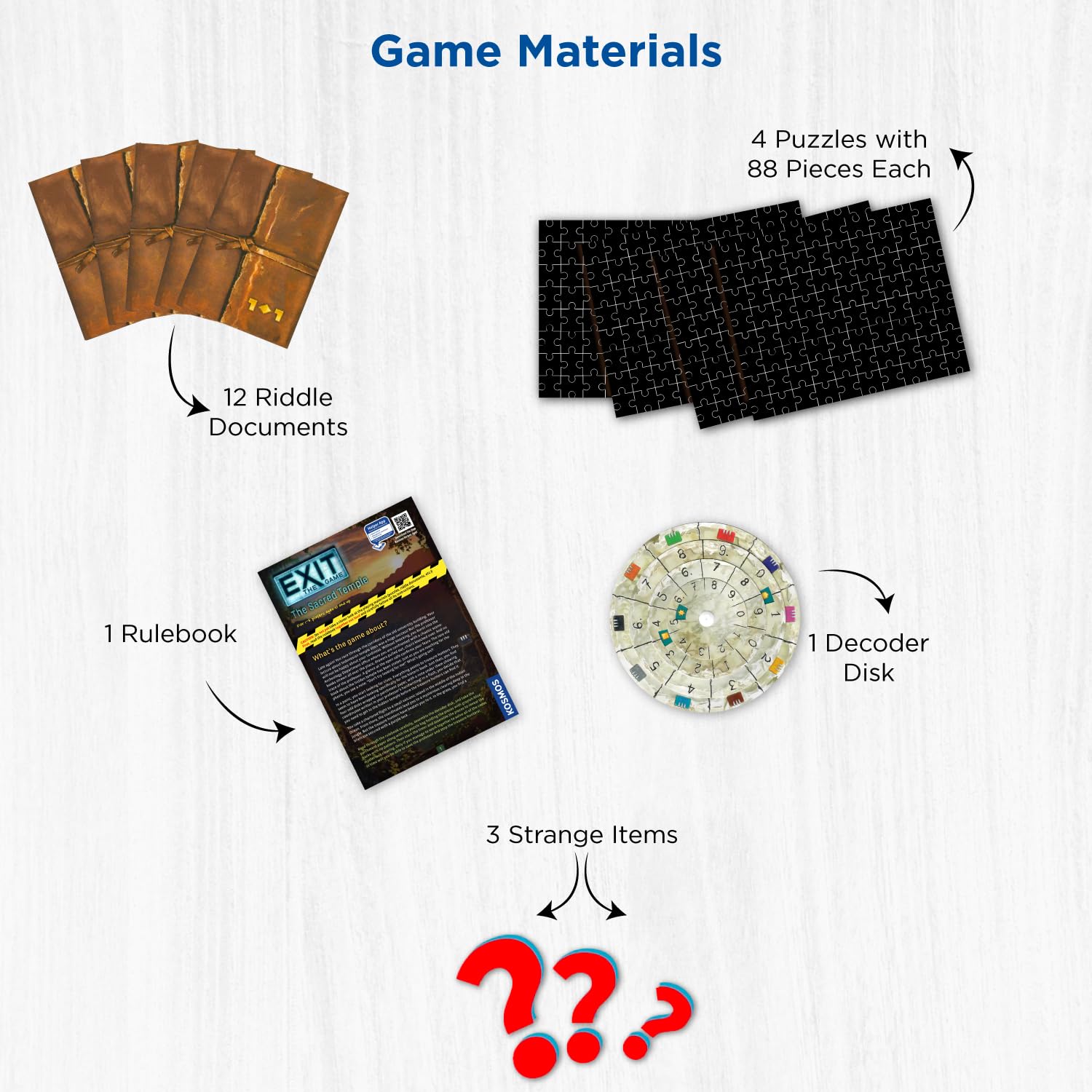 Exit: The Sacred Temple (with Jigsaw Puzzles) | Exit: The Game - A Kosmos Game | Family-Friendly, Jigsaw Puzzle-Based at-Home Escape Room Experience for 1 to 4 Players, Ages 10+