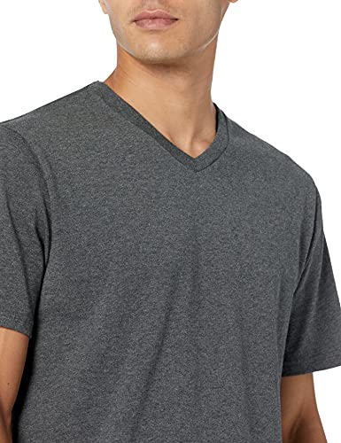 Amazon Essentials Men's Slim-Fit Short-Sleeve V-Neck T-Shirt, Pack of 2, Charcoal Heather, Large