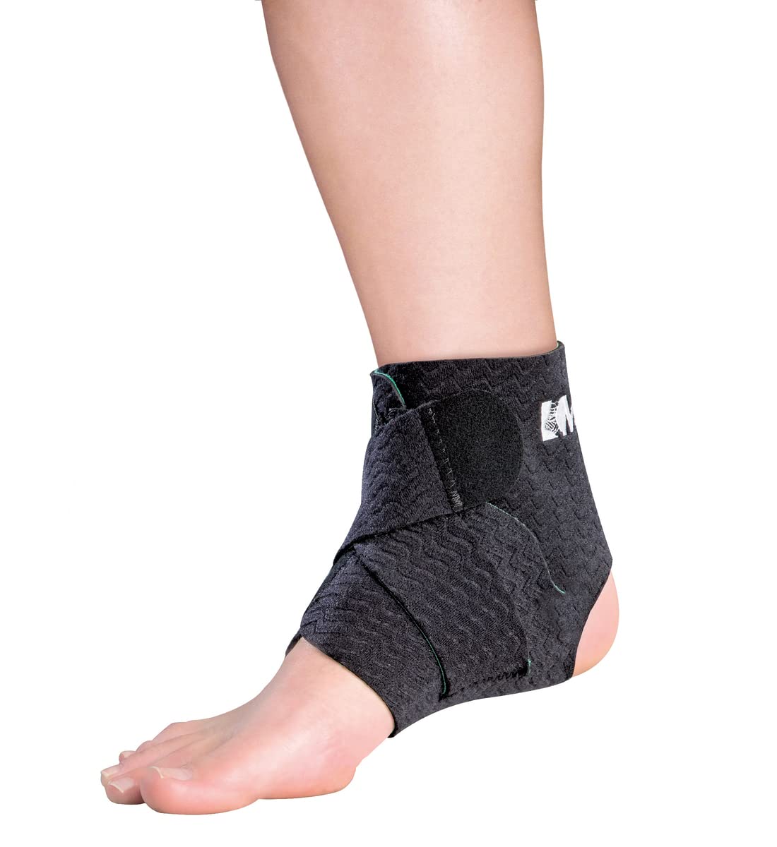 MUELLER Sports Medicine Green Adjustable Ankle Support Brace, Ankle Pain Relief Support for Men and Women, Ideal for Sprains, Strains, Arthritis, Black, One Size