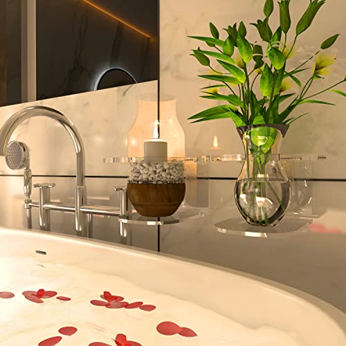 Swvzwy Acrylic Bathroom Adhesive Shelves,Shower Small Shelf,Bathroom Organizer,No Drill,Will Not Damage Bathroom Tiles, Renter Friendly Shelves (2 Pack) (Antique)