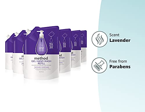Method Gel Hand Soap Refill, French Lavender, Biodegradable Formula, 34 fl oz (Pack of 6)