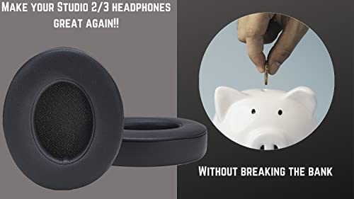 Premium Replacement Studio 3 Ear Pads/Studio 2 earpads Cushions. Compatible with Beats Studio 3 / Beats Studio 2 Headphones (Black). Premium Protein Leather | High Density Foam | Extra Thick