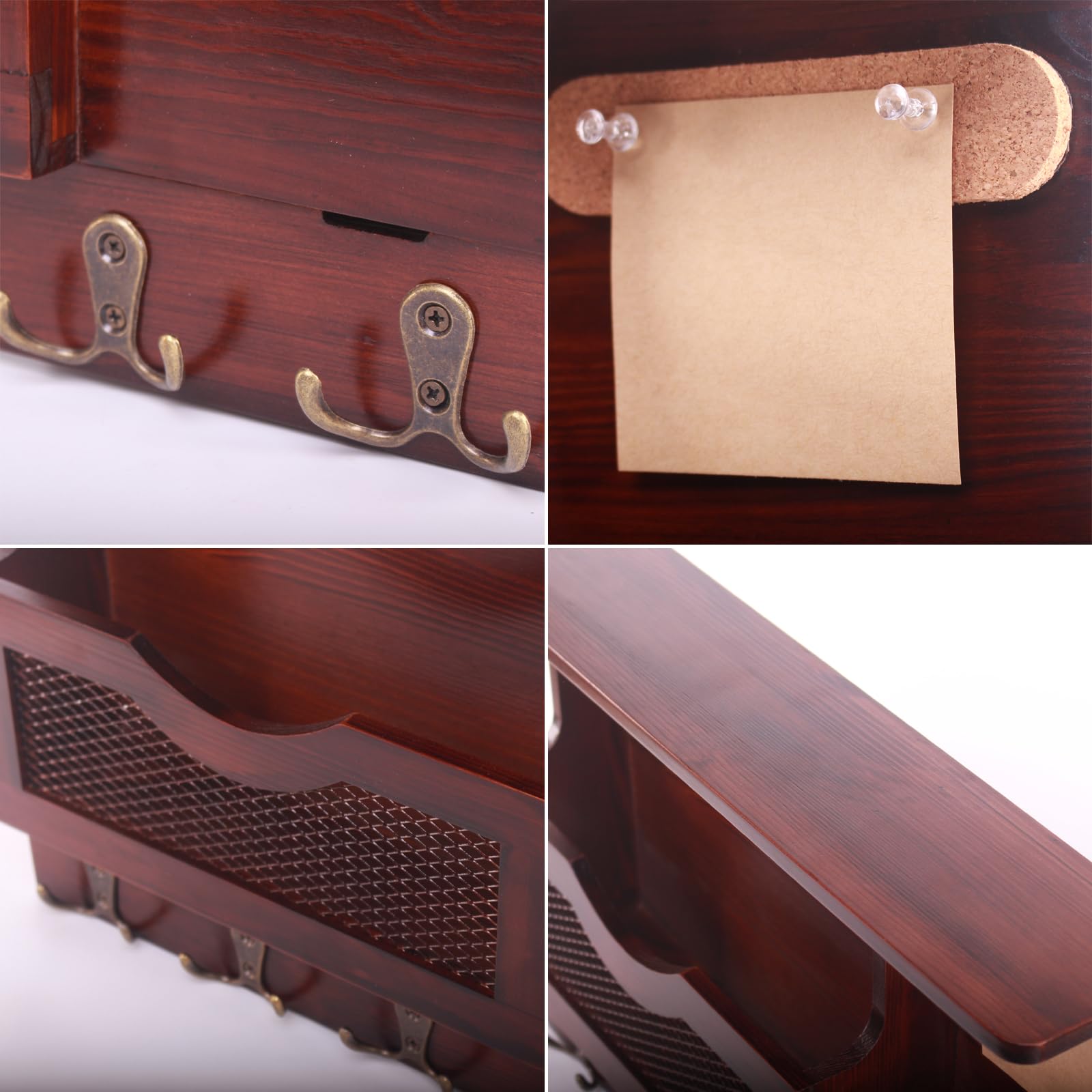 Key Holder for Wall Mail Organizer Wall Mount Aesthetic Home Decor Key Hooks for Wall Decorative Hanger Home Essentials for New Home House Apartment Ring Sunglasses Dog Leash Coat Rack with Shelf