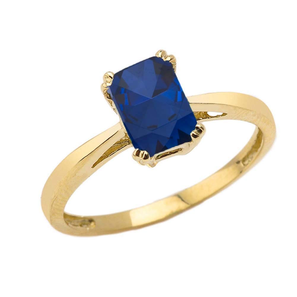 Fine 10k Yellow Gold 1 ct Emerald Cut September Birthstone Statement Ring (Size 8)
