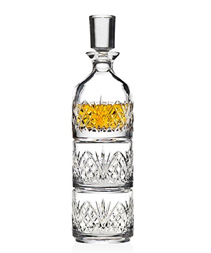 Godinger Stackable Whiskey Decanter and Whisky Glasses Dublin 3 pc set, for Liquor Scotch Bourbon or Wine