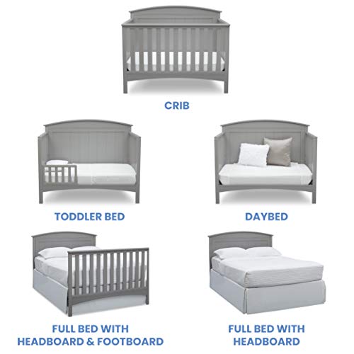 Delta Children Archer 4-in-1 Crib, Grey with Twinkle Stars Crib & Toddler Mattress