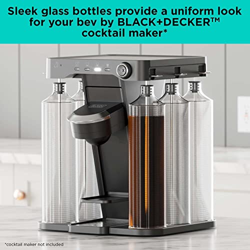 bev by BLACK+DECKER Cocktail Maker Glass Liquor Dispenser Bottles, Dishwasher Safe, 5 Pack (BEWB105)