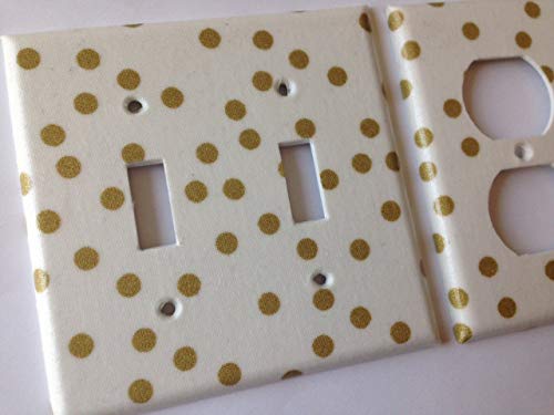 Gold White Polka Dots Light Switch Cover Various Sizes Offered