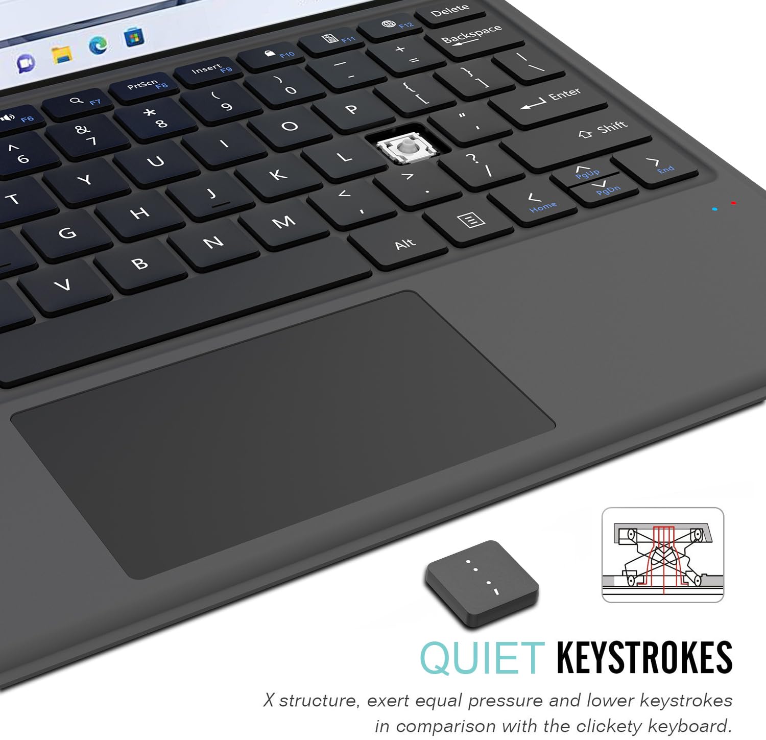 Arteck Microsoft Surface Pro Keyboard Type Cover, Ultra-Slim Portable Bluetooth Wireless Keyboard for Latest Surface Pro 10, Pro 9, Pro 8, Pro X with Touchpad Built-in Rechargeable Battery