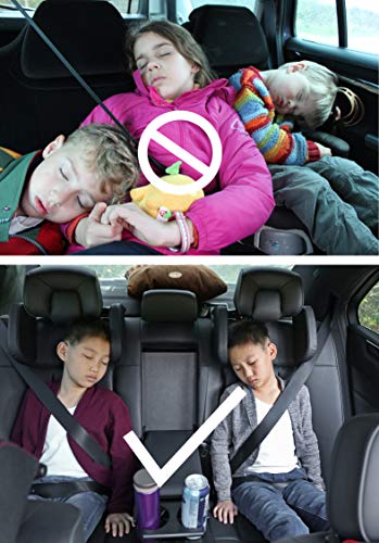 Leadsign Car Seat Headrest Pillow,Adjustable U Shaped Memory Foam Head Neck Support Cushion, Both Sides Travel Sleeping Pillow for Kids Adults (Beige)