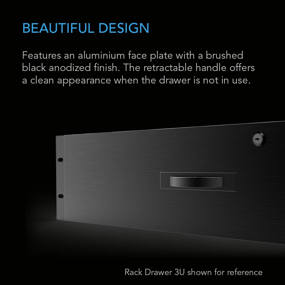 AC Infinity Rack Mount Drawer 2U with Aluminum Faceplate, with Lock and Key, for 19” Equipment Server AV DJ Cabinets Racks