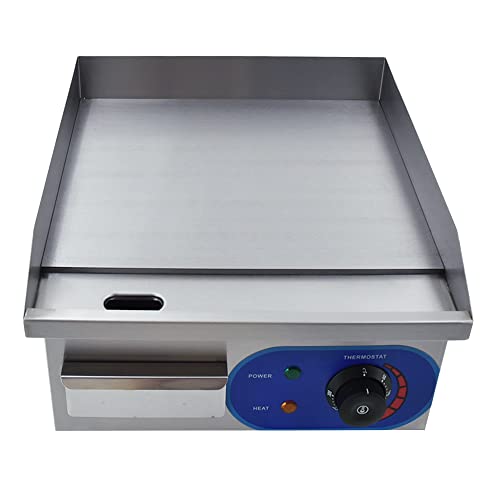 TAIMIKO Commercial Electric Griddle, Electric Flat Top Grill, Stainless Steel Electric Countertop Griddle with Drip Hole, Temperature Control 50-300β (14inch)