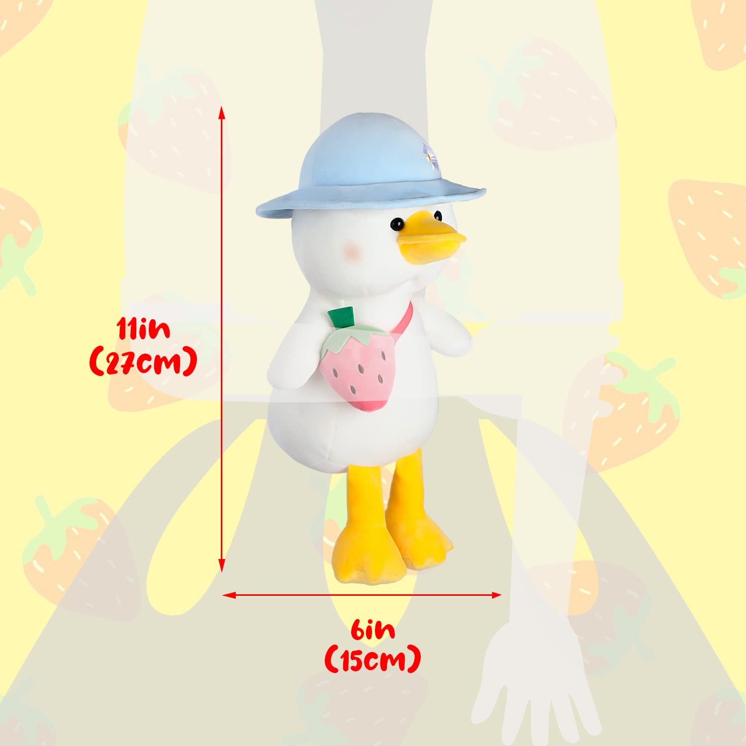 Duck Plush Toy, Stuffed Animal 12 inch Throw Plushie Doll, Soft Fluffy Hug Cushion School Duck- Super Present for Every Age & Occasion
