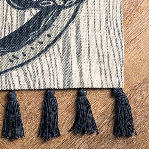 nuLOOM Thomas Paul Printed Octopus Over Board Tassel Area Rug, 5' x 8', Ivory