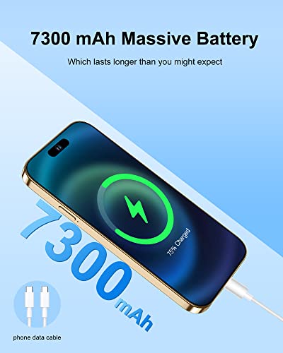 WV LeisureMaster A14 Pro Max 5G Unlocked Smartphone - 6GB+128GB Fully Unlocked Cell Phone for Android 11, 7.3", 7300mAh, 50MP+108MP Dual Camera(Gold)