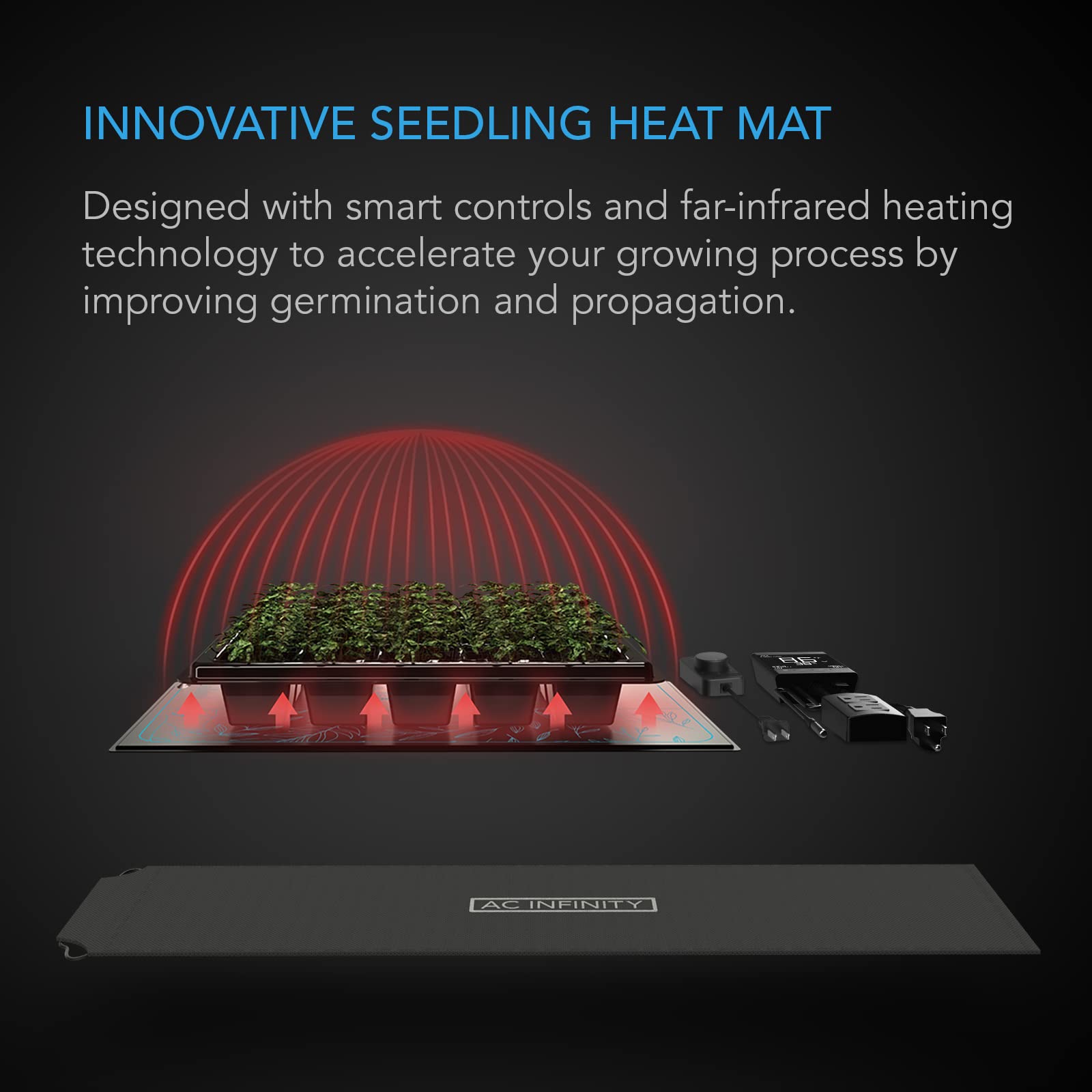 AC Infinity SUNCORE T1, Seedling Mat with Digital Thermostat and Heat Controller 3β x 20β, UL & MET-Certified Waterproof Heating Pad for Indoor Gardening, Hydroponics, Germination, Cloning