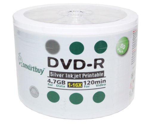 Smart Buy 1800 Pack DVD-R 4.7gb 16x Silver Printable Inkjet Blank Record Disc, 1800 Disc 1800pk