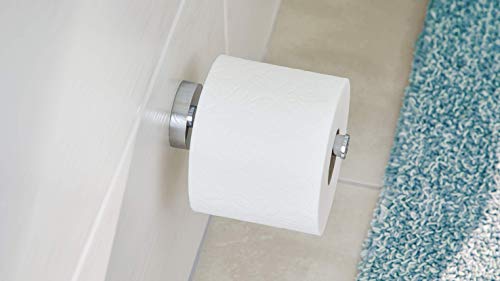 tesa Smooz No Drill, Wall Mounted Spare Bathroom Toilet Roll Holder, Chrome-Plated Metal, Removable Adhesive Glue Technology