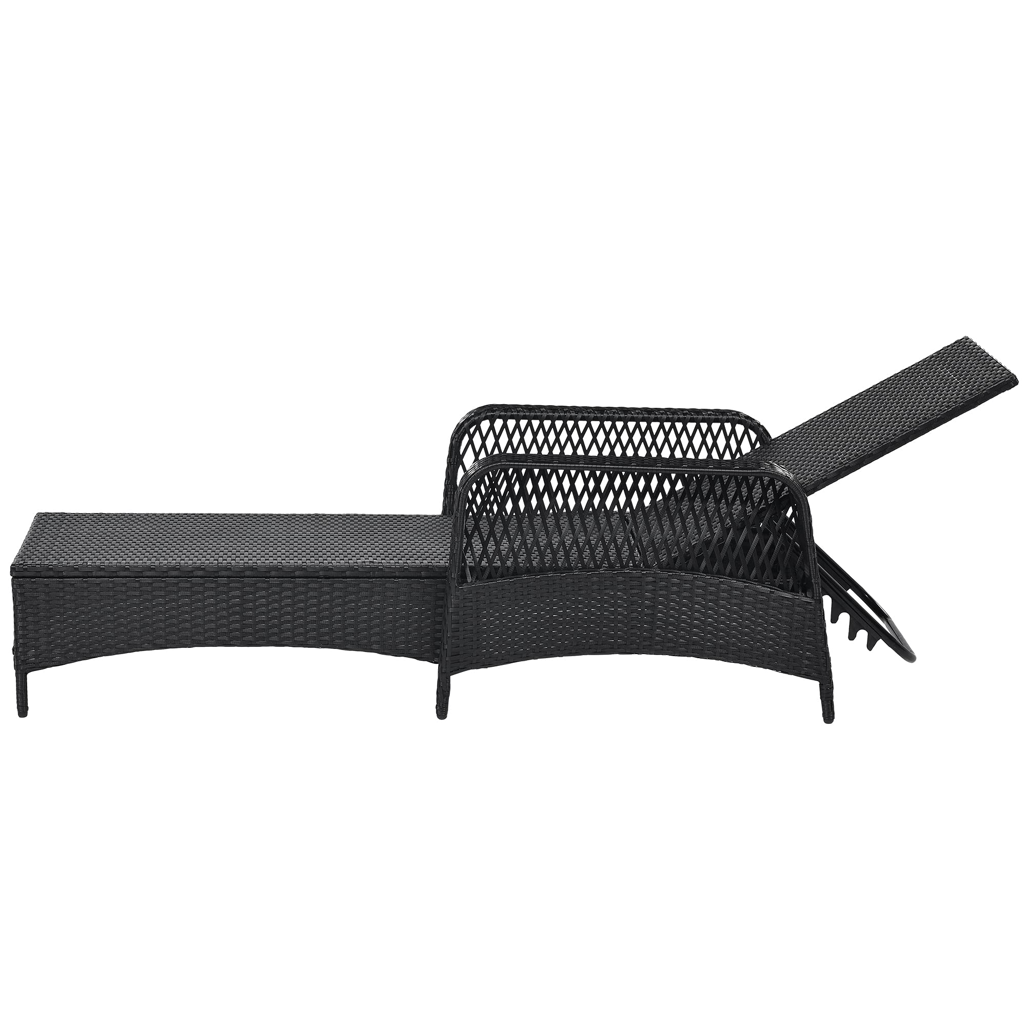 ALPTEC Outdoor Patio Pool PE Rattan Wicker Chair Wicker Sun Lounger, Adjustable backrest