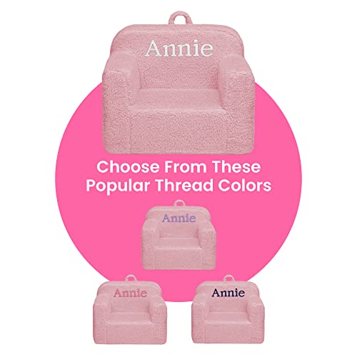 Delta Children Cozee Sherpa Chair β Customize with Name β Foam Kids Chair for Ages 18 Months and Up, Pink