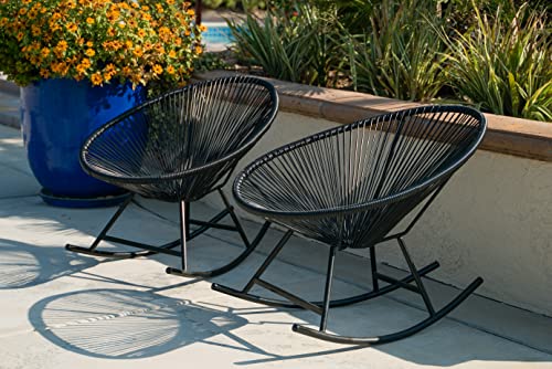 XBrand Hammock Weave Rocking Patio Chair, Black