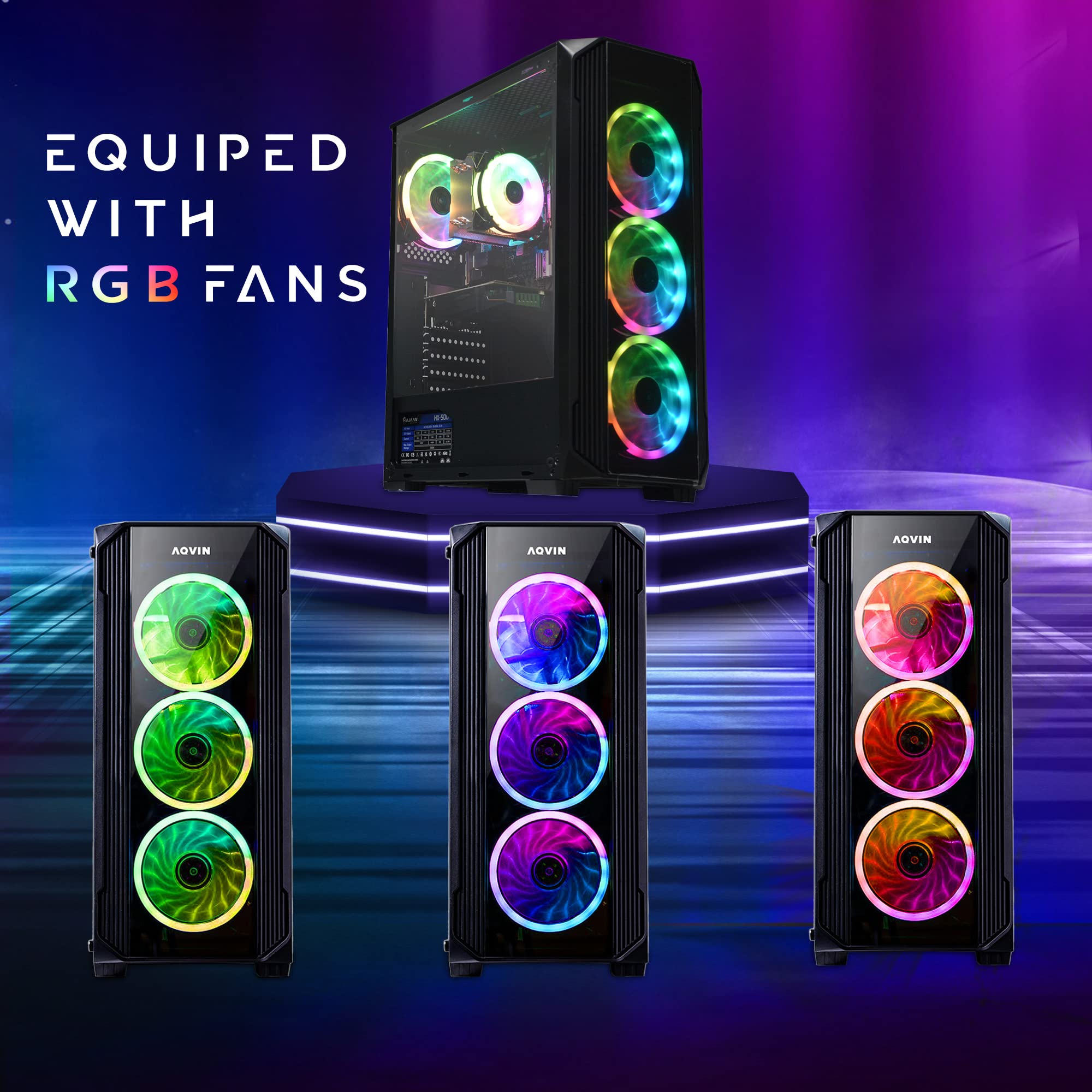 AQVIN Gaming PC Tower Intel Core i7 Processor up to 4.6 GHz GeForce GTX 1630 4GB GDDR6 1TB SSD 32 GB DDR4 RAM RGB Gaming Keyboard & Mouse, Windows 11 Pro WiFi