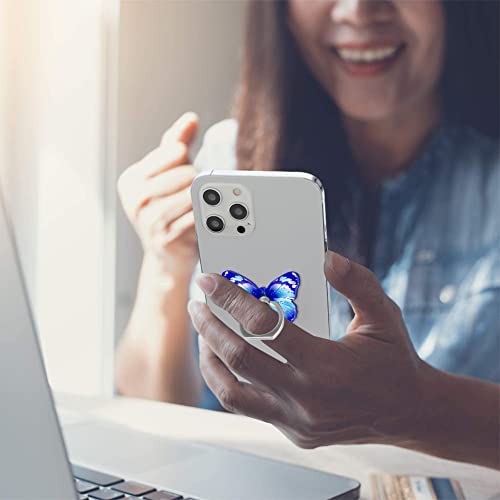 BF2JK Cell Phone Butterfly Finger Ring Holder 360 Degree Rotation Metal Ring Grip for iPhone Samsung Galaxy All Smartphone Mobile Cute Accessories(Blue Dark Blue)