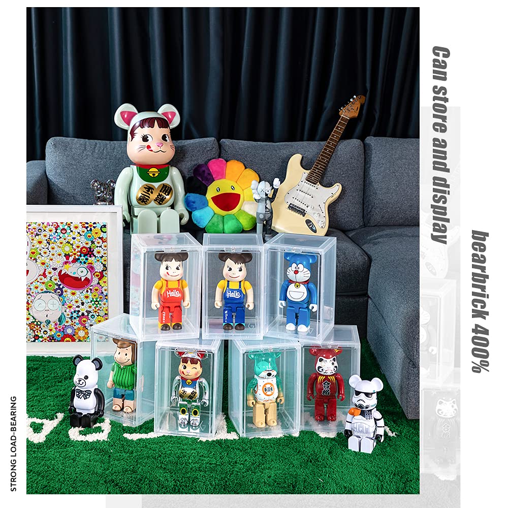 GOTO White Display Storage Case only Front Clear, Assemble Display Box, Dustproof Protection Show Case for Action Figures, Garage Kits, Legos, Collectibles, Bearbrick Toys (1 X 400%, 12L)