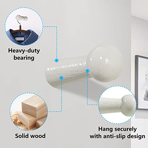 Svaitend Screw-On Solid Wood Hook Coat Hook Towel Hook Shaker Pegs for Bathroom Livingroom Garden 10 Pieces (White Paint)