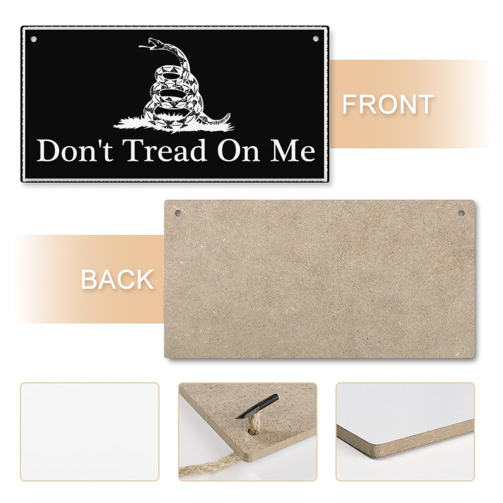 Dont Tread on Me Garden Sign Decorative Wood Sign Home Decor,Wall Art,6 inch by 12 inch Hanging Sign