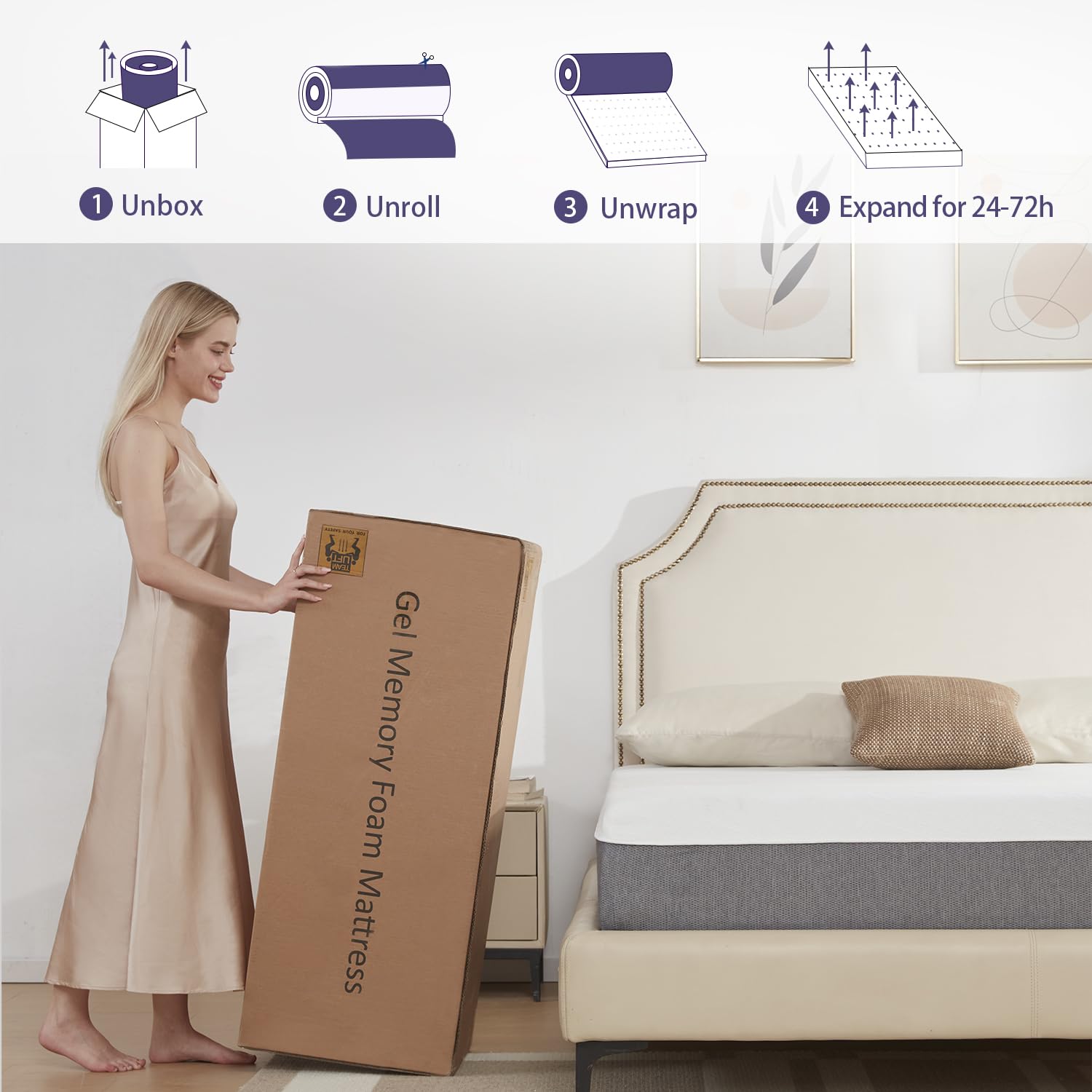 BDEUS Full Mattress, 10 inch Gel Memory Foam Full Size Mattress for Cool Sleep & Pressure Relief, Medium Firm Bed Mattresses, Bliss